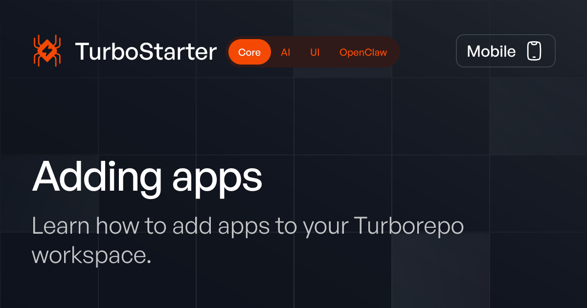 Adding apps - Customization - Mobile | TurboStarter